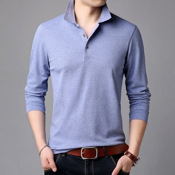 Men's Casual Long Sleeved Solid Colored Polo | ZORKET | ZORKET