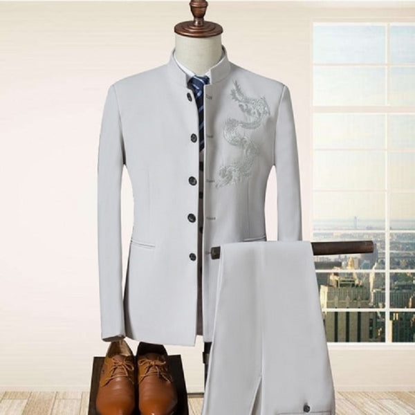 Men's Suit With Chinese Collar And Dragon Embroidery | ZORKET | ZORKET