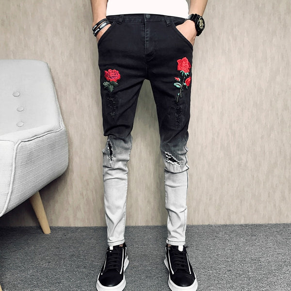 Men's Slim Embroidered Jeans | ZORKET
