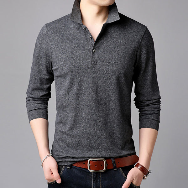 Men's Casual Long Sleeved Solid Colored Polo | ZORKET | ZORKET