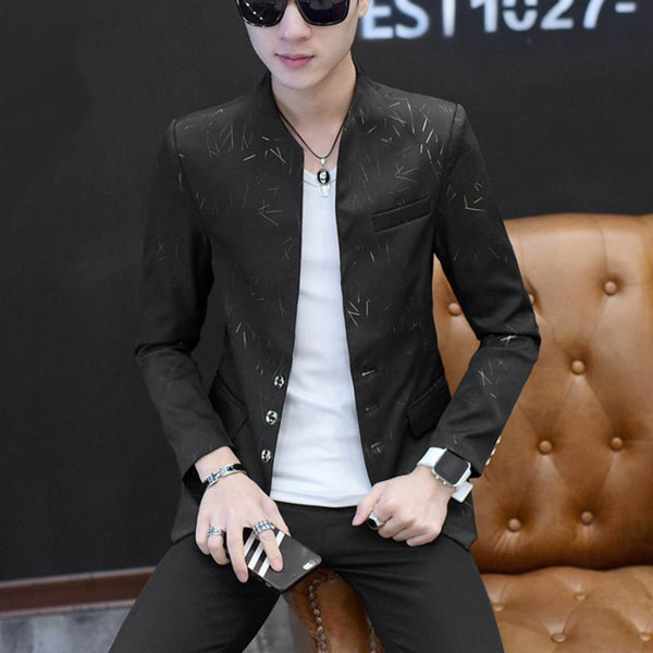 Men's Slim Fit Blazer With Chinese Collar | Plus Size | ZORKET