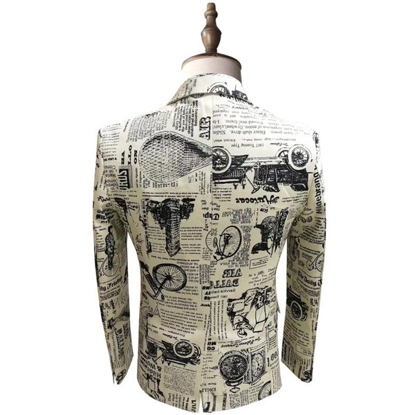 Men's Cotton Blazer With Newspaper Print | ZORKET