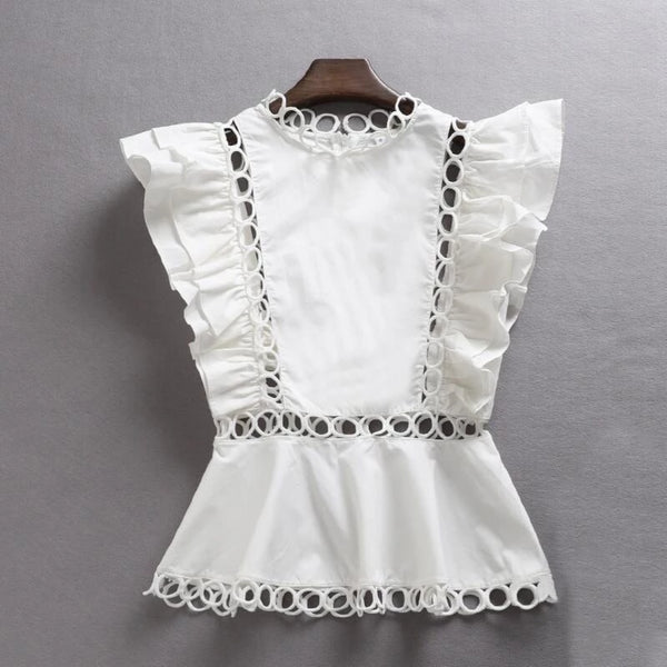 Women's Summer High-Waist Sleeveless Blouse With Ruffles | ZORKET | ZORKET