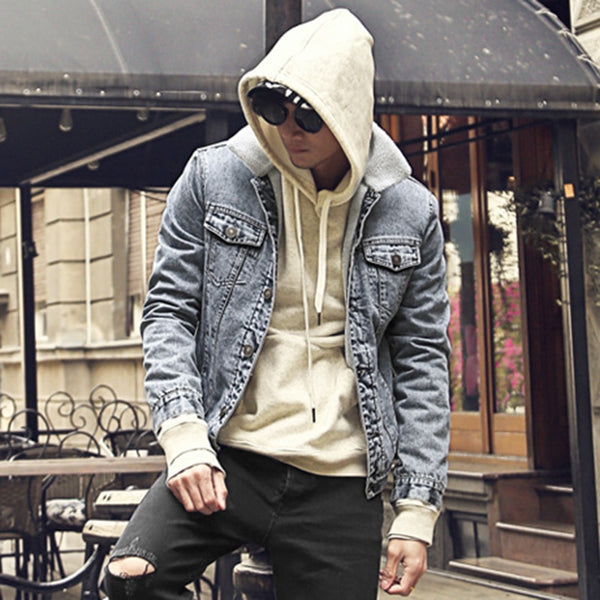 Men's Autumn & Winter Denim Jacket | Brand Clothing Collar Cotton Coat ...