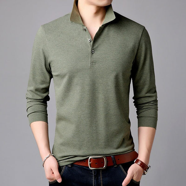 Men's Casual Long Sleeved Solid Colored Polo | ZORKET | ZORKET
