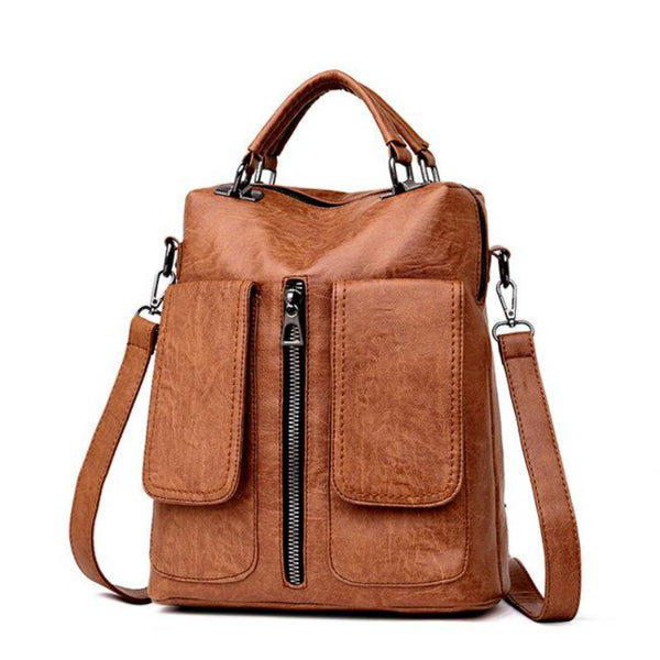 Women's Casual Leather Backpack With Two Pockets | ZORKET | ZORKET