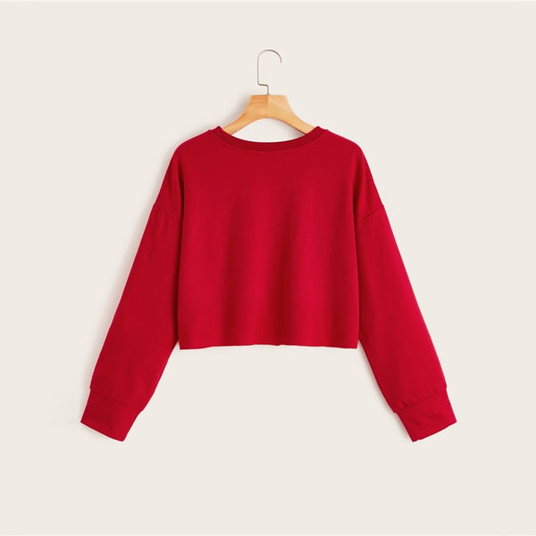 Womens Spring Autumn Casual Long Sleeved O Neck Sweatshirt Zorket