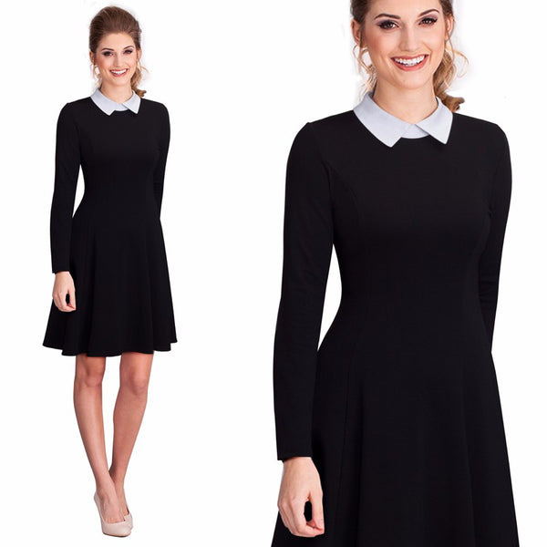 Women's Dress Women Elegant Formal Work Office Business Pleated A-line ...