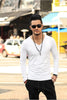 Men's Long Sleeved Deep V-Neck T-Shirt | ZORKET