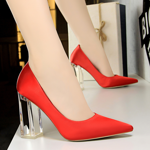 Women's Satin Pumps With Transparent Heel | ZORKET