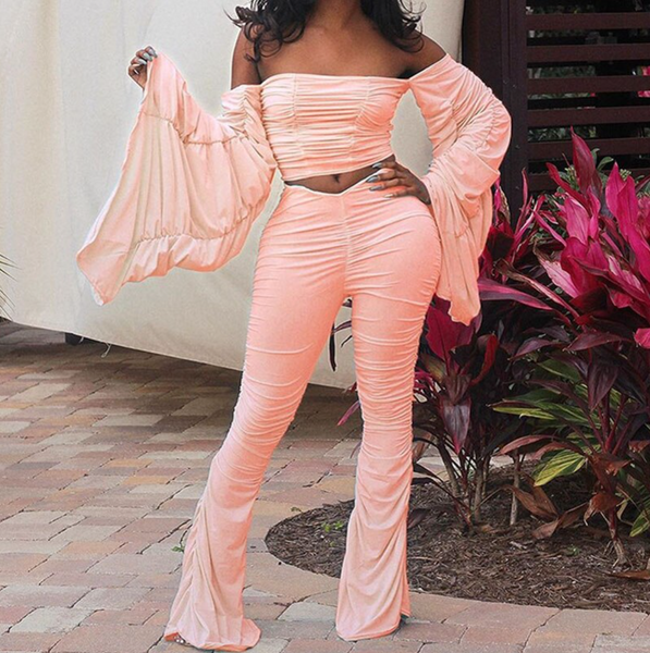 Women's Summer/Autumn Casual Solid Two-Piece Set | ZORKET