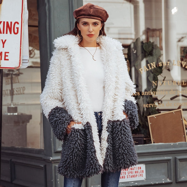 Women's Winter Fluffy Faux Fur Splice Coat | Casual Overcoat | ZORKET ...