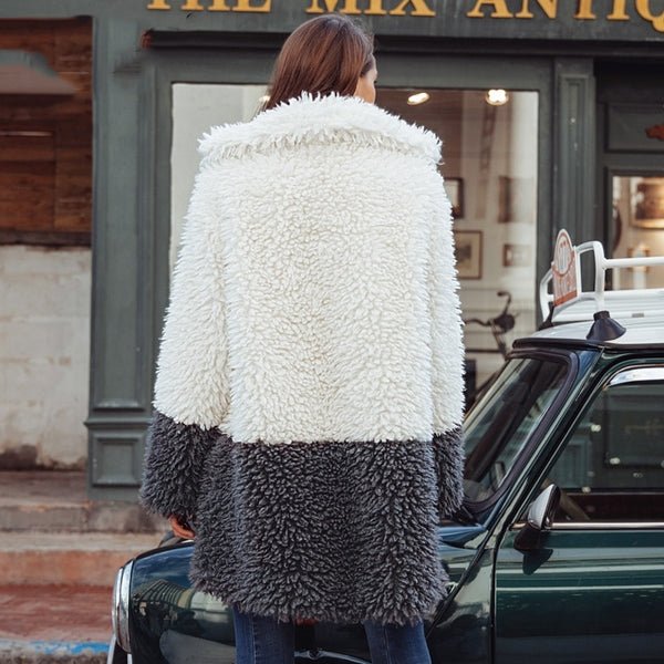 Women's Winter Fluffy Faux Fur Splice Coat | Casual Overcoat | ZORKET ...