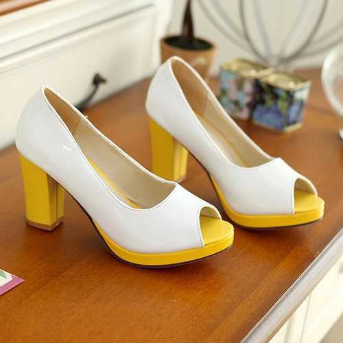 Female Casual Peep Toe Mixed Color Pumps | ZORKET