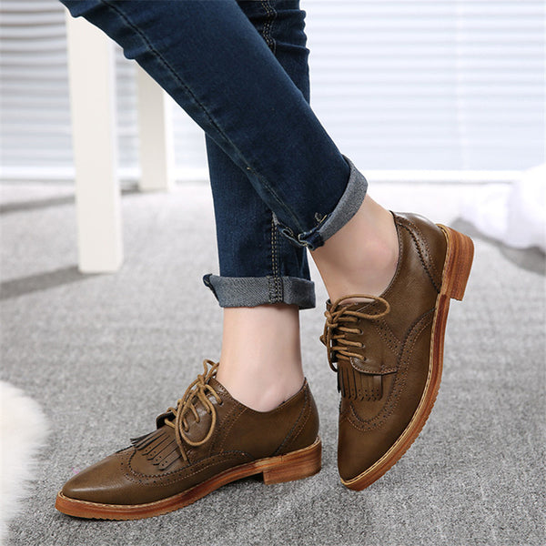 Women's Pointed Toe Spring / Autumn PU Leather Oxfords | ZORKET