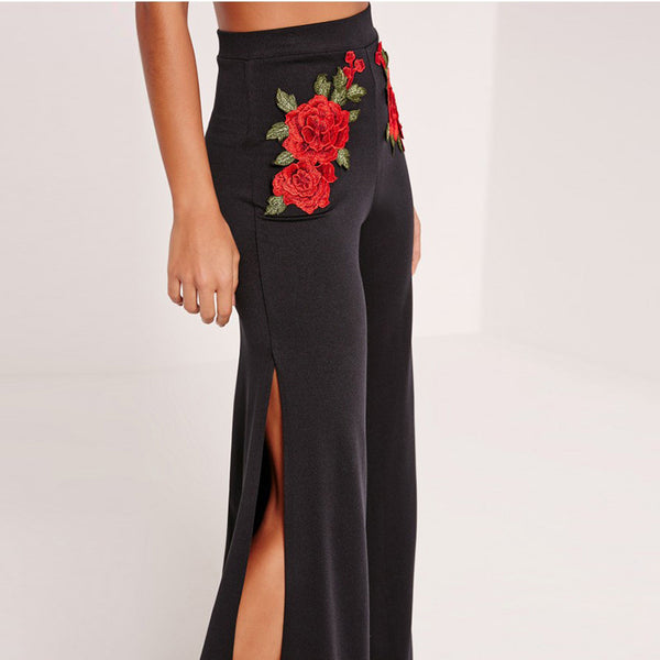 Women's Pants With Slits & Floral Embroidery | Ladies' Pants | Zorket ...