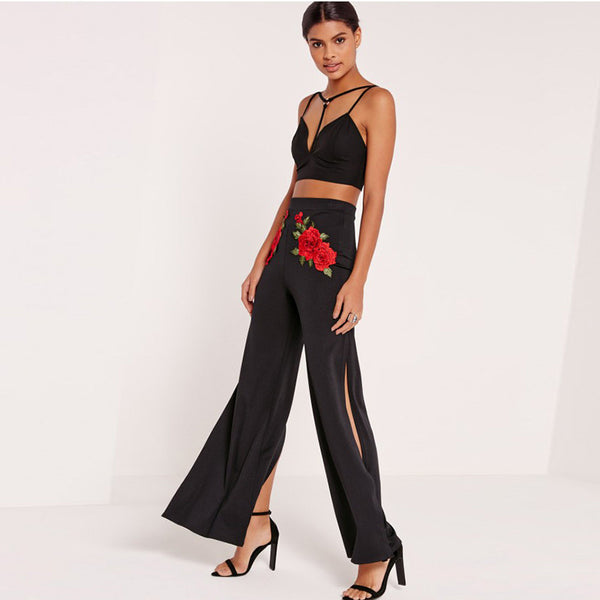Women's Pants With Slits & Floral Embroidery | Ladies' Pants | Zorket ...