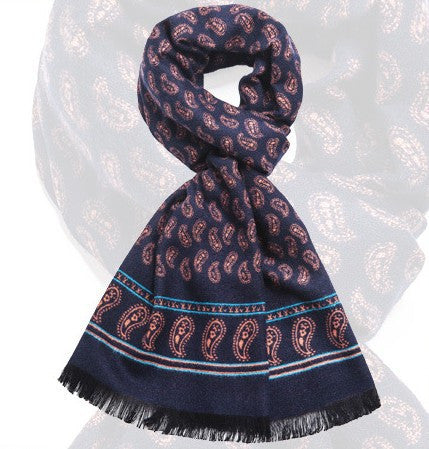 Men's Winter Scarf With Orange Flower Pattern | ZORKET