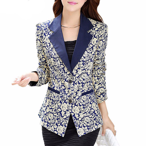 Female Flower Print Casual Blazer With Long Sleeve | ZORKET