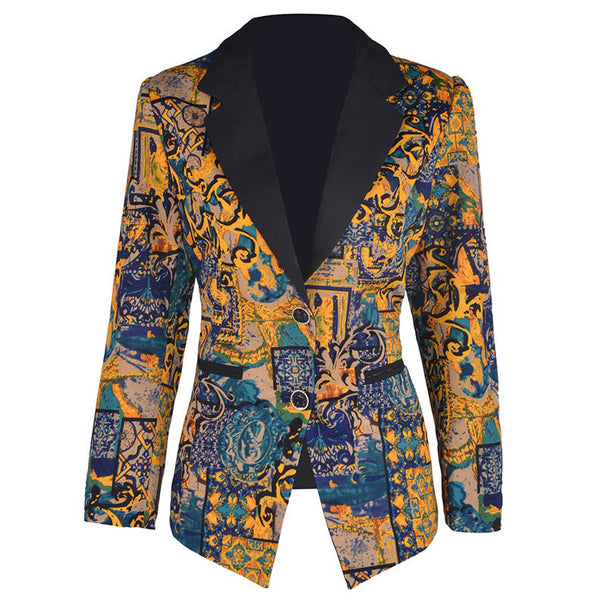 Female Flower Print Casual Blazer With Long Sleeve | ZORKET