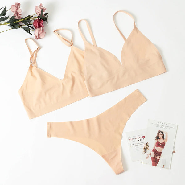 Women's Three-Piece Underwear Set | Two Unlined Bra & Panties | ZORKET
